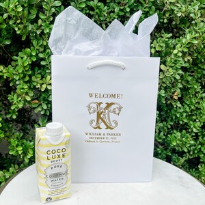 White and Gold Wedding Welcome Bags for Guests, Custom Printed Gift ...
