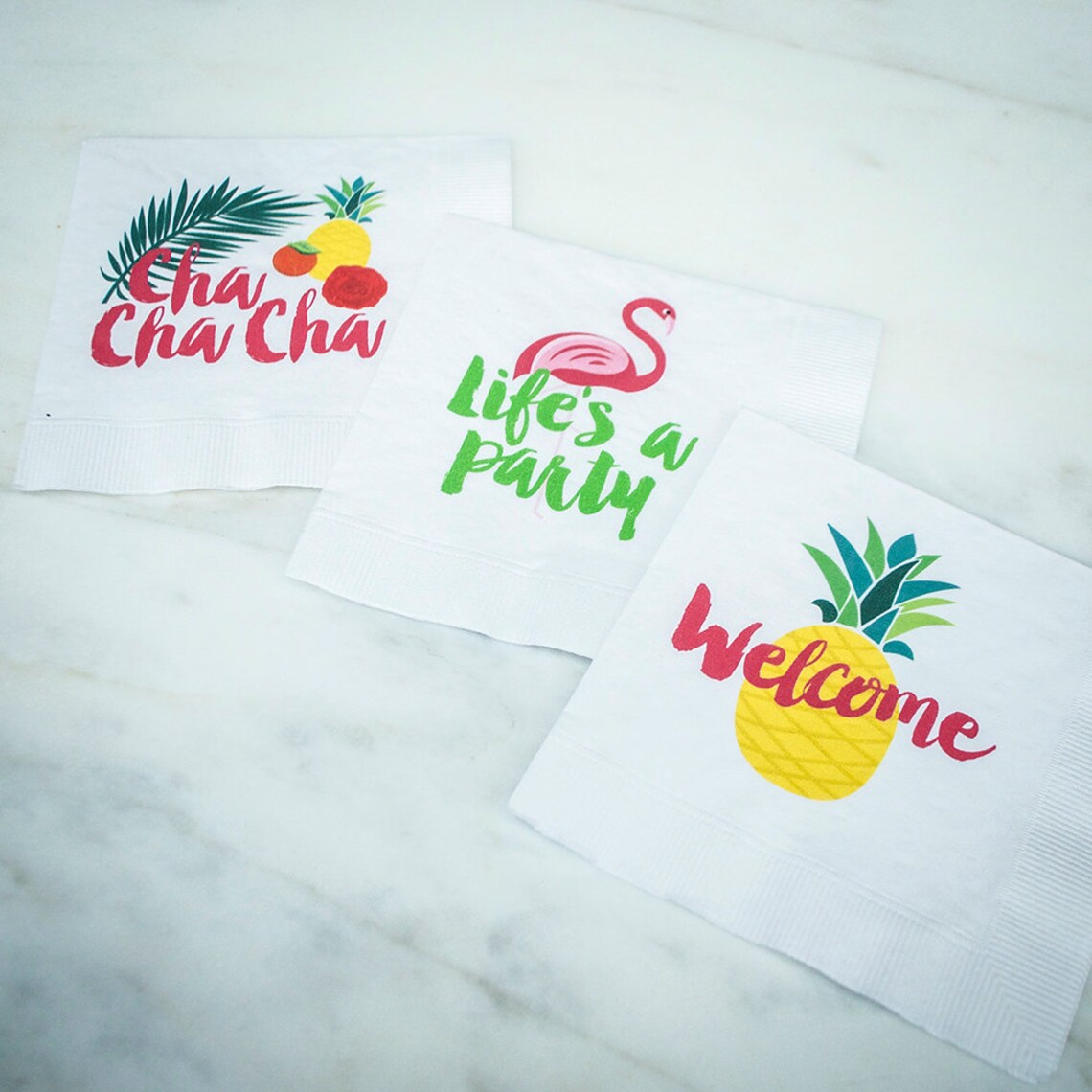 Vibrant 3ply Full Color Flamingo Napkins, Personalized 3ply Party ...