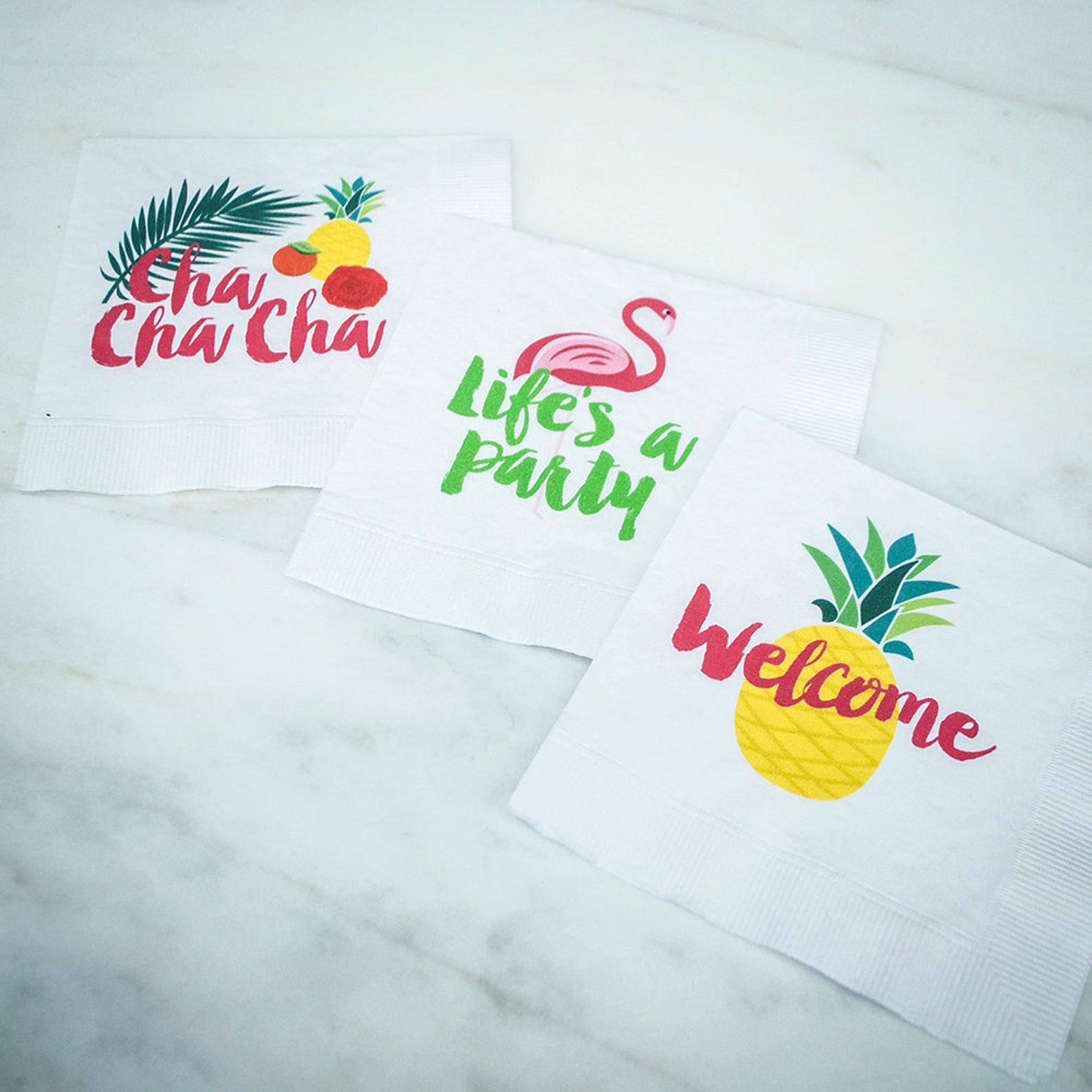 Vibrant 3ply Full Color Flamingo Napkins, Personalized 3ply Party ...