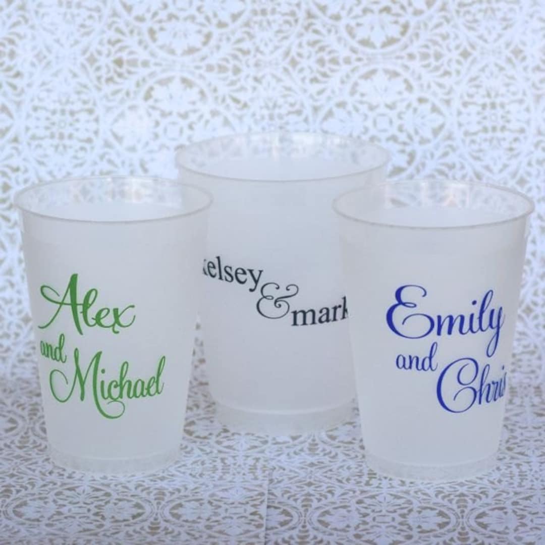 Personalized Frosted Shatterproof Party Cups, Custom Couple's Names ...