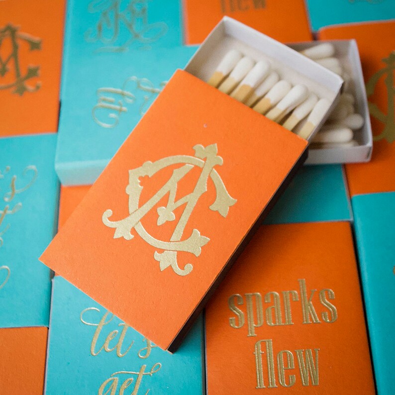 Custom Interlocking Monogram Matchboxes Monogrammed Matches - Etsy