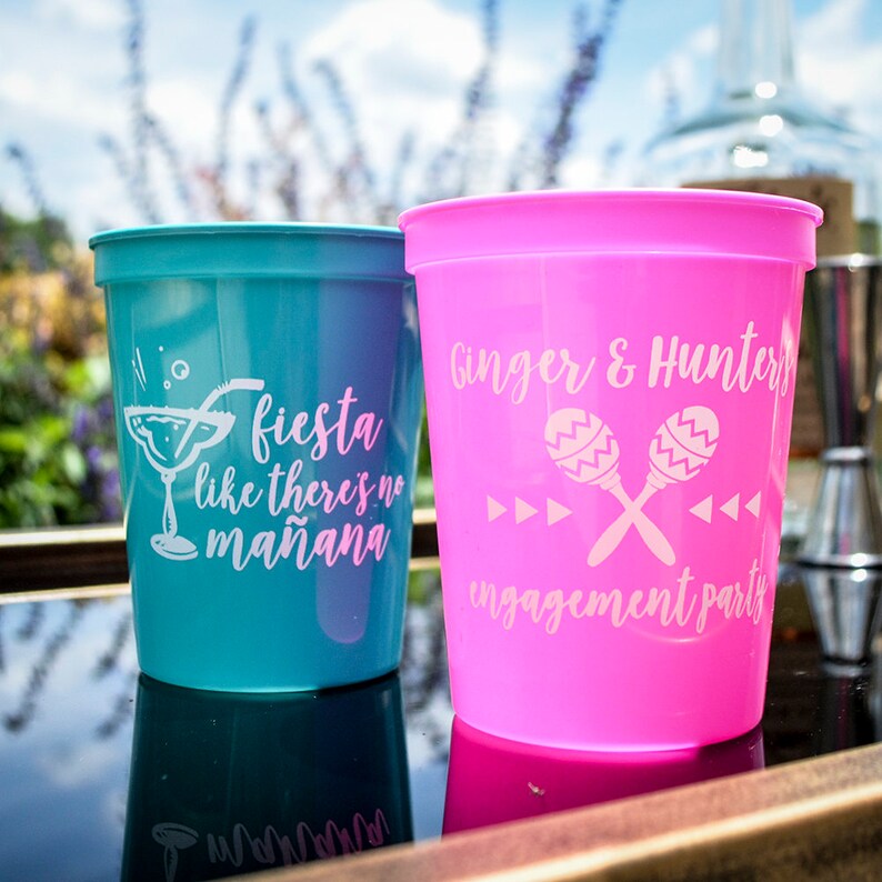 Personalized Maracas Party Cups, Fiesta Theme Engagement Party Cups ...