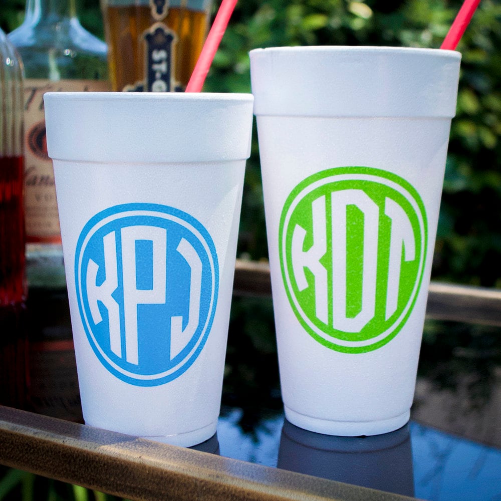 Monogram Styrofoam Cups, Personalized Styrofoam Party Cups, Custom ...