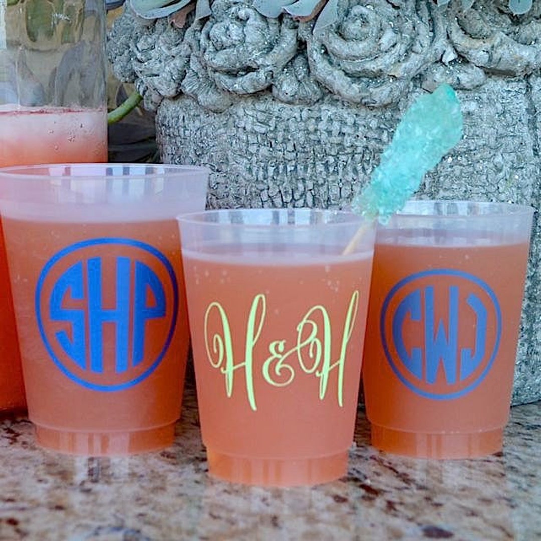 Personalized Monogram Frost Flex Plastic Cups, Monogrammed Cups, Custom ...