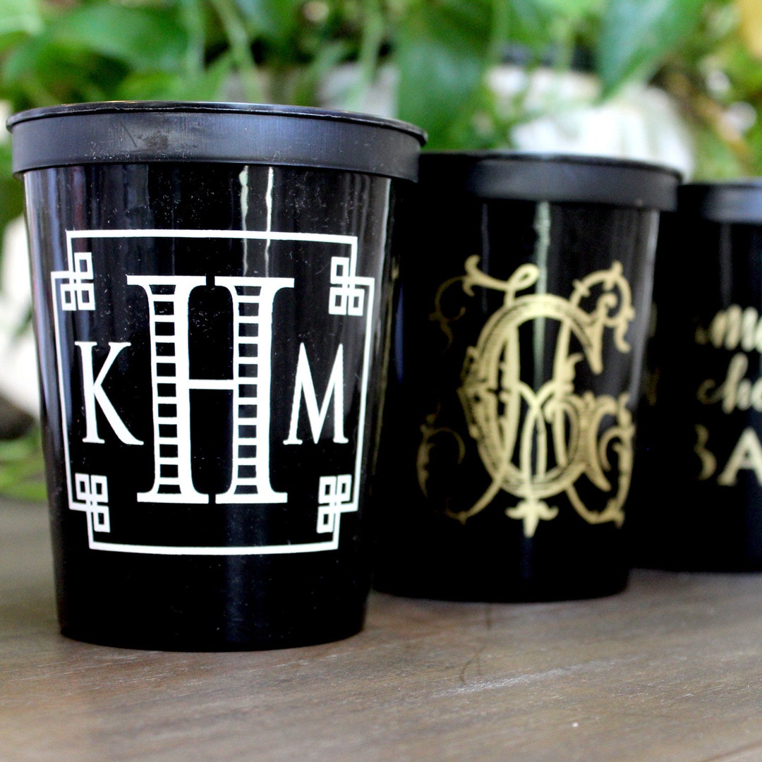 Personalized Intricate Monogram Stadium Cups, Custom Plastic Party Cups ...