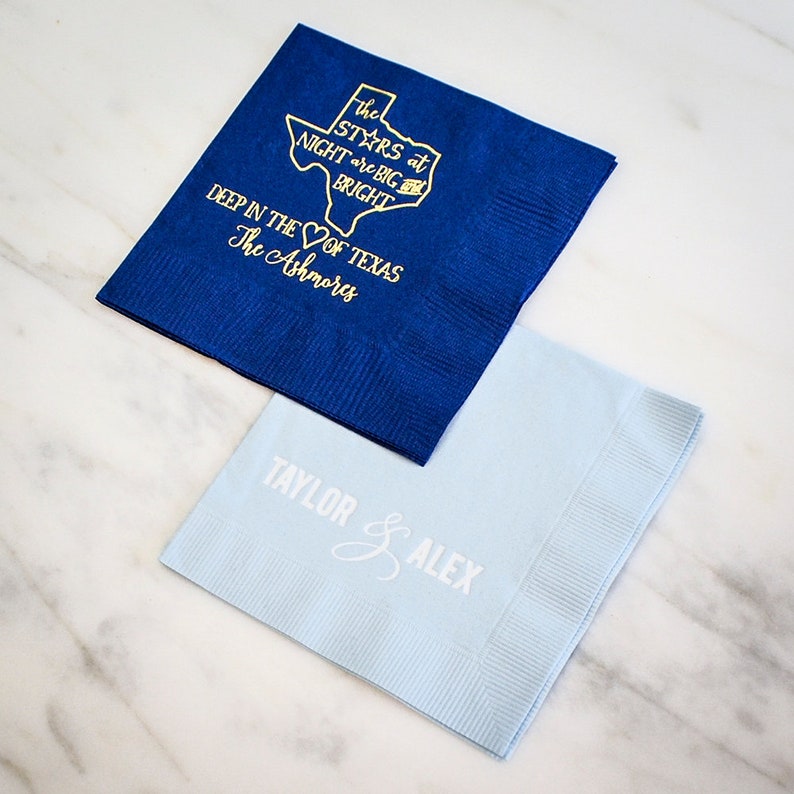 Custom Blue Printed Napkins Personalized Wedding Napkins - Etsy