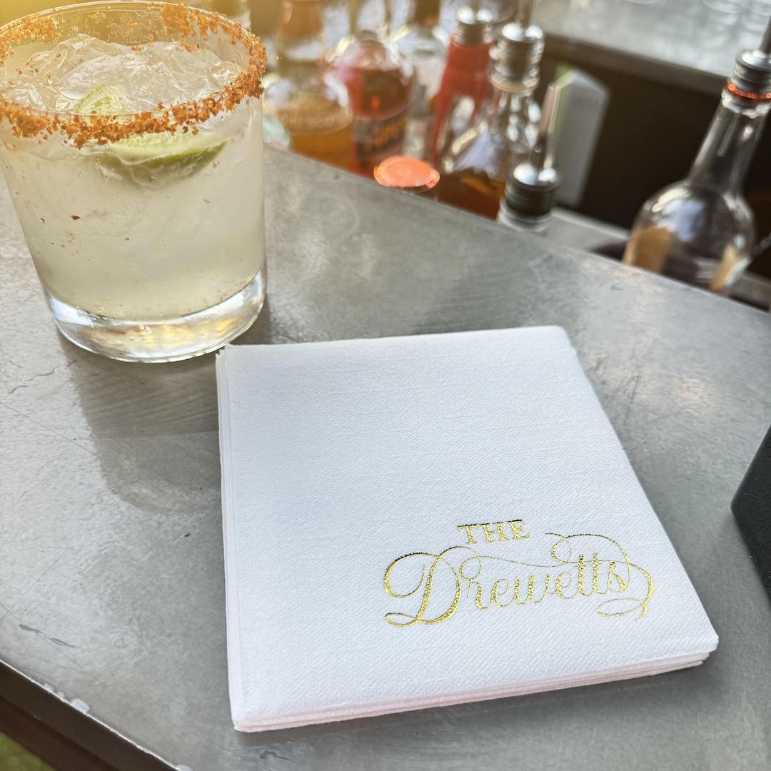 Custom Linen-like Cocktail Napkins, Personalized Linun Beverage Napkins ...