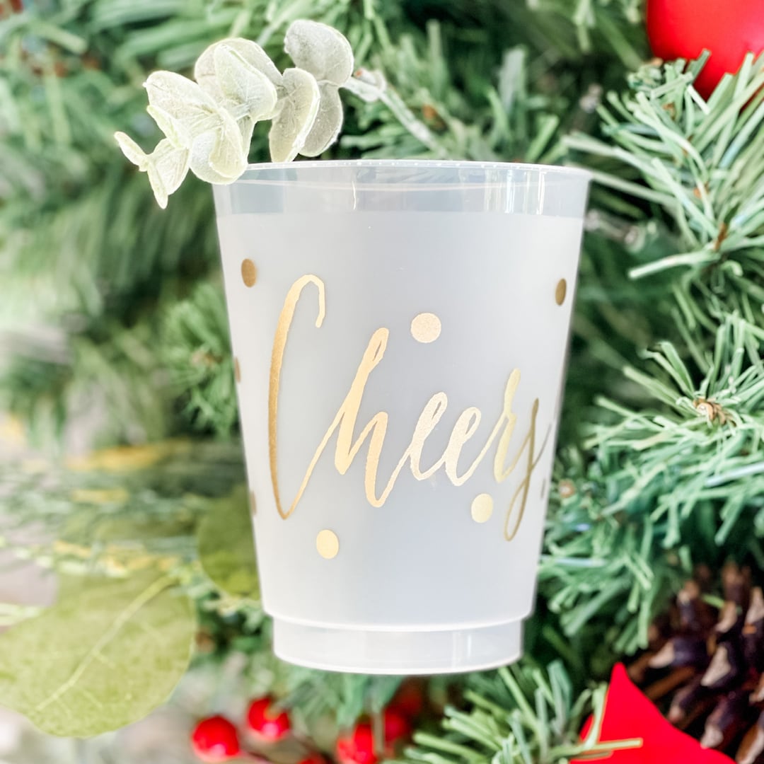 Cheers Shatterproof Cups, Gold Ink Event Shatterproof Cups ...