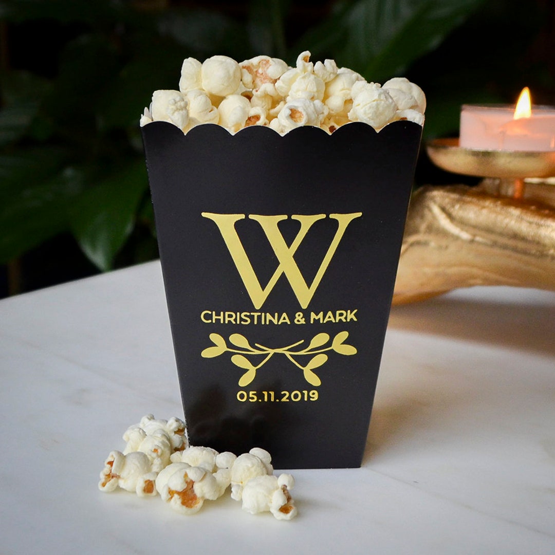Personalized Wedding Popcorn Favor Boxes, Custom Favor Box, Popcorn ...