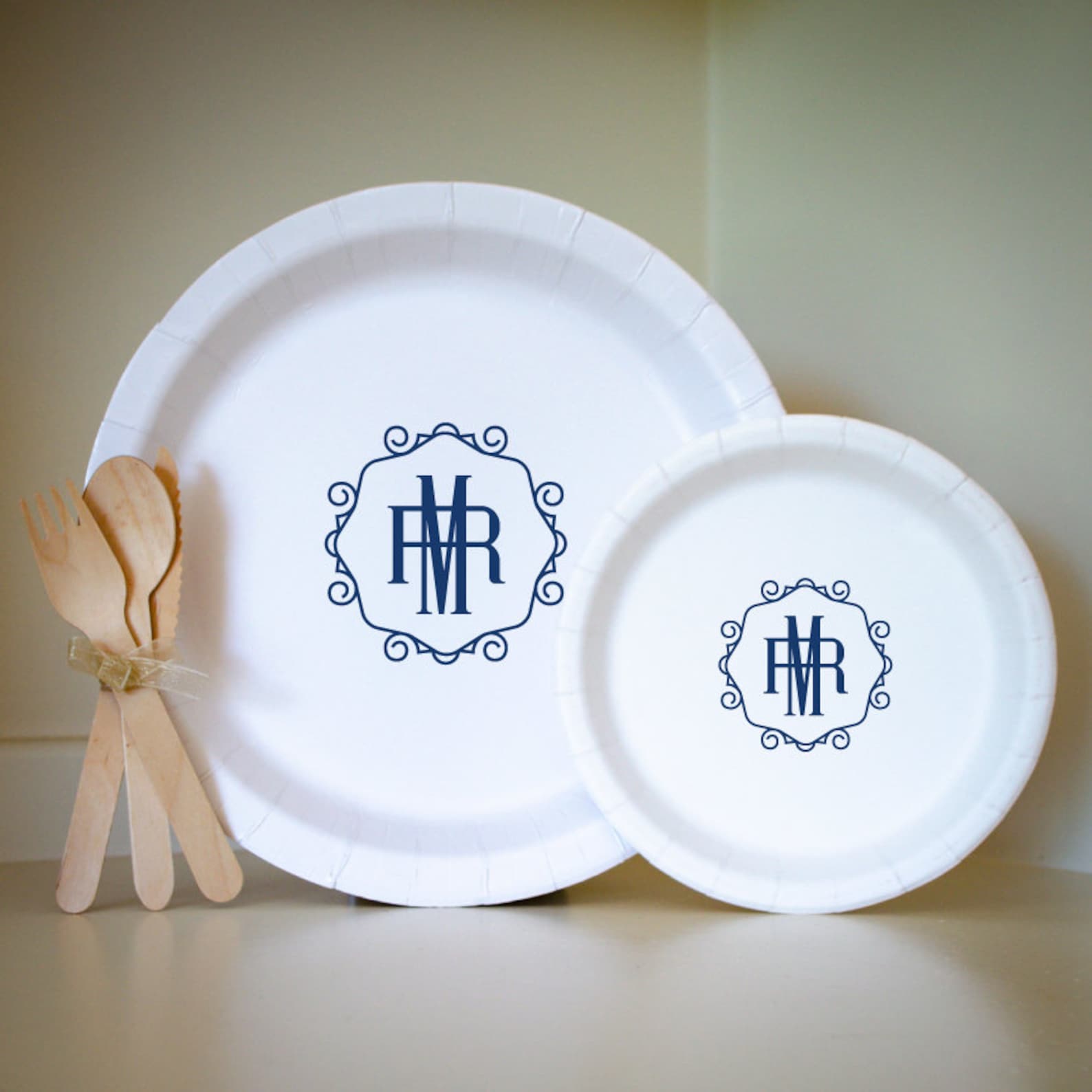 Custom Wedding Paper Plates Monogrammed Party Plates - Etsy