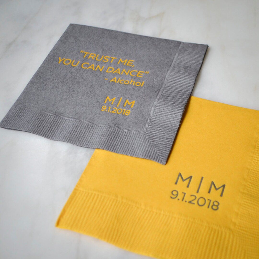 Wedding Reception Cocktail Napkins, Trust Me You Can Dance, Modern ...