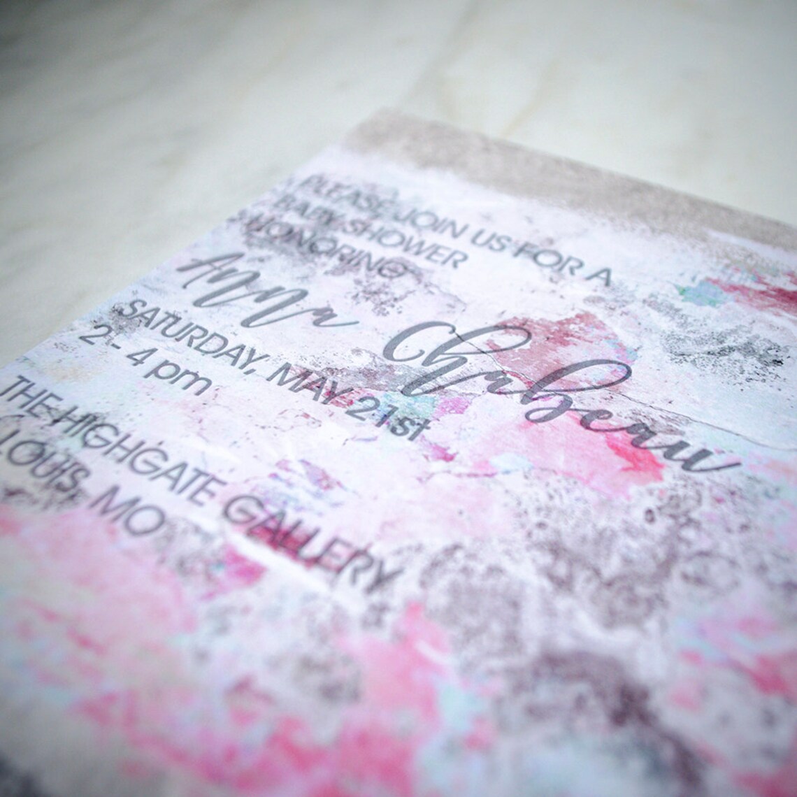 Full Color Letterpress Invitations, Personalized Agate Baby Sprinkle ...