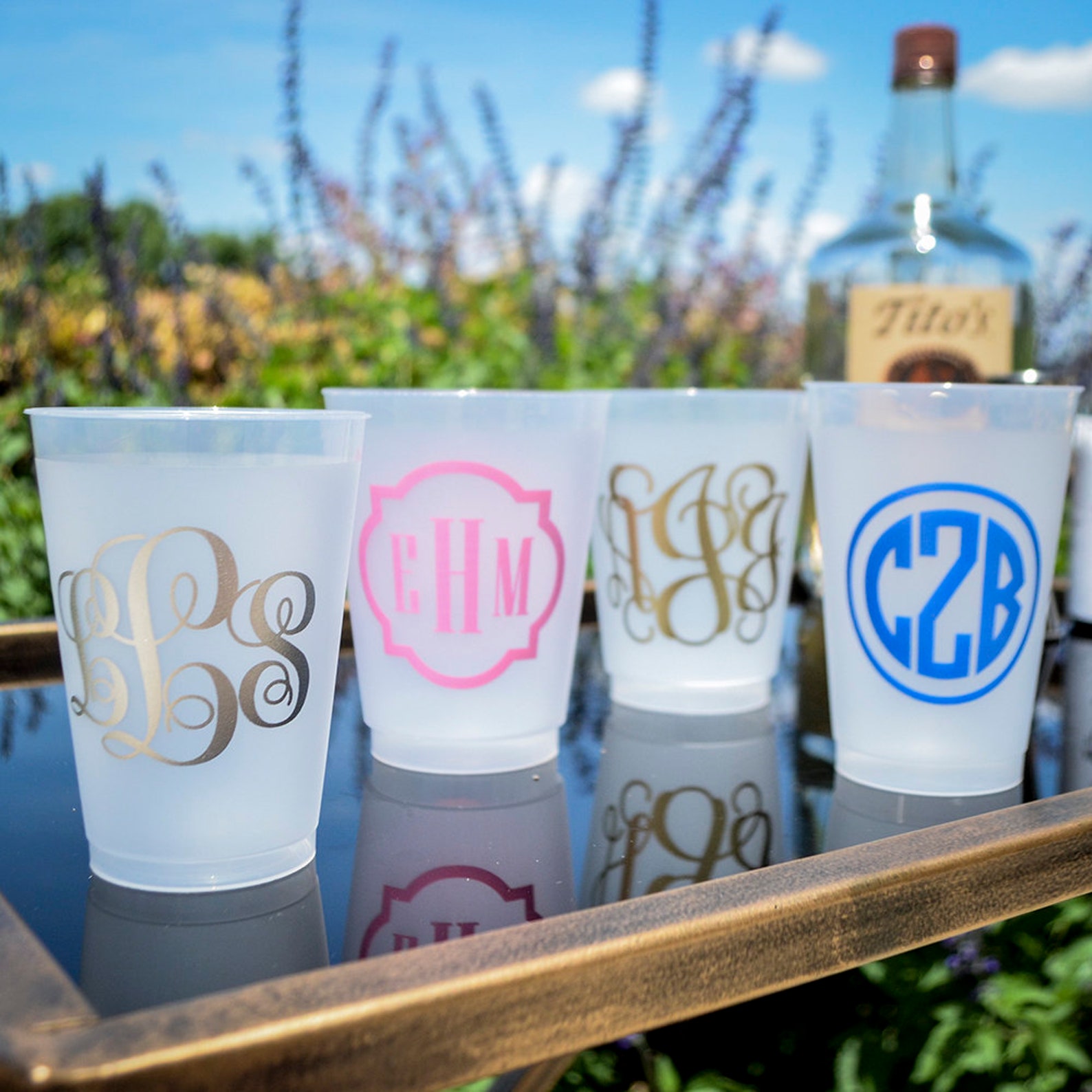 Custom Circle Monogram Party Cups Personalized Shatterproof - Etsy