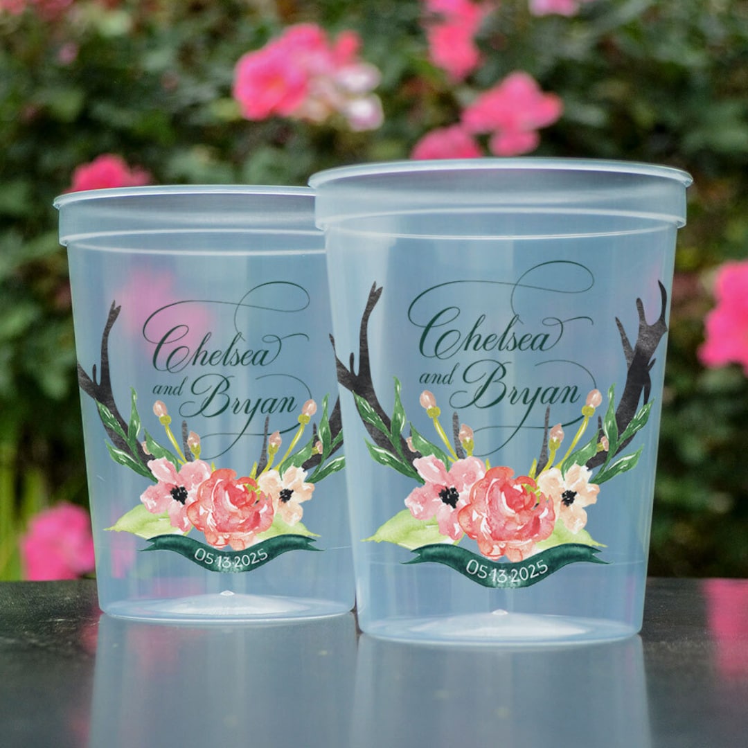 Full Color Antler Crest Stadium Cups, Colorful Antler Party Cups ...