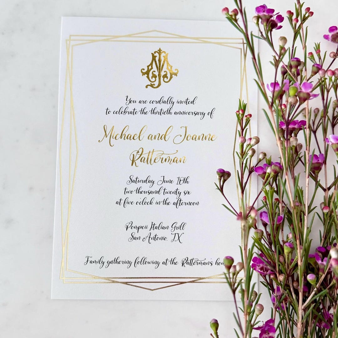 Custom Gold Foil Border Invitations, Foil Printed Wedding Invitations ...