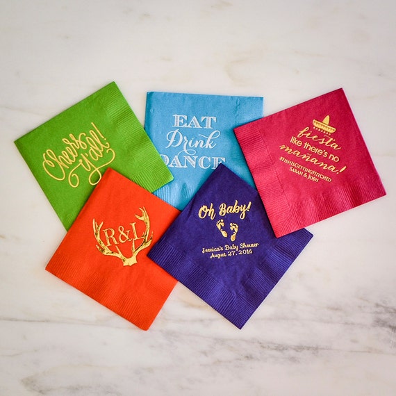 Personalized Fiesta Napkins Custom Colored Napkins Foil - Etsy