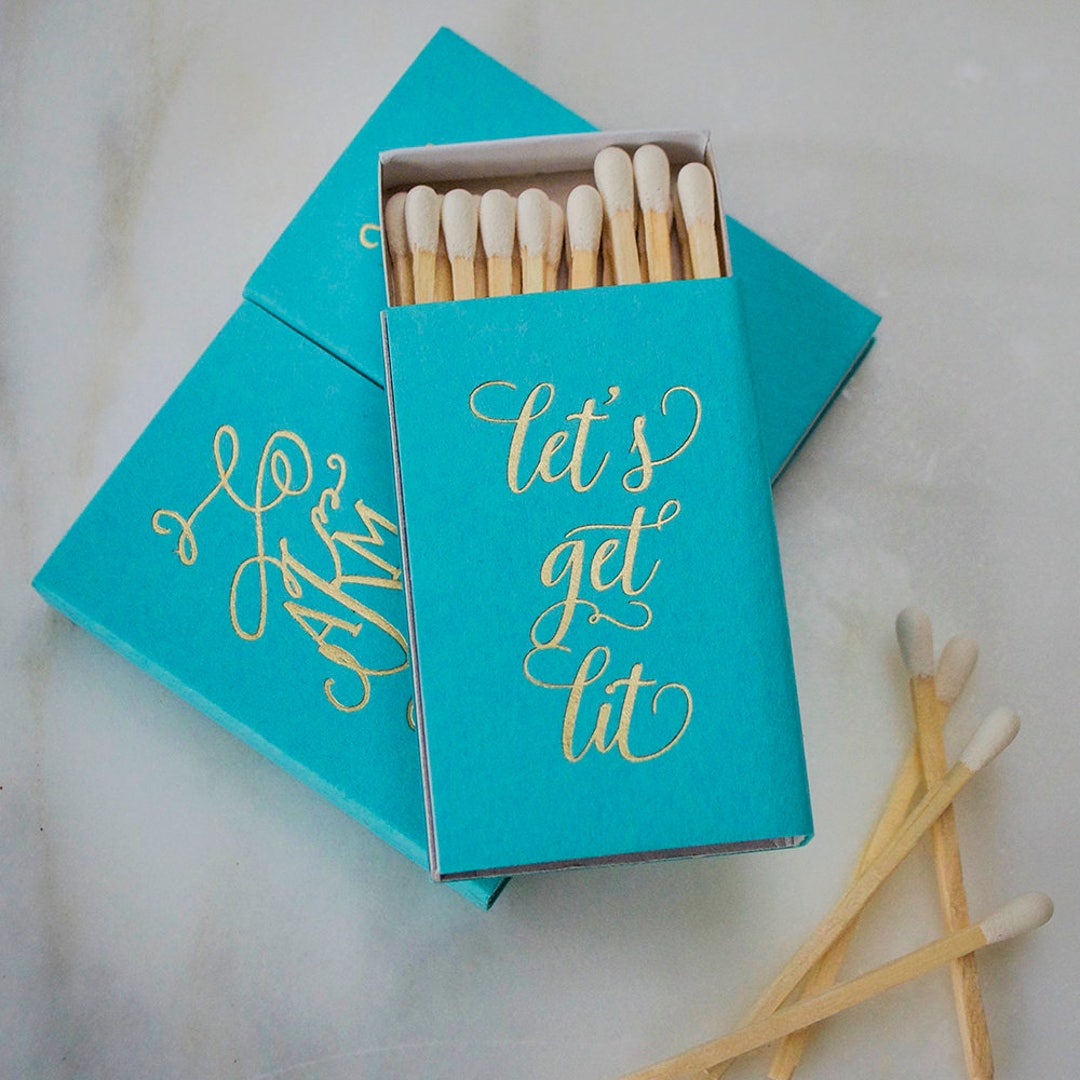 Let's Get Lit Wedding Matches - Foil Printed Matches, Sparker Matches ...