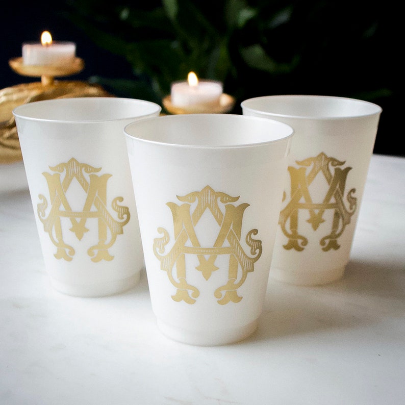 Custom Gold Cups Monogrammed Wedding Cups Metallic | Etsy