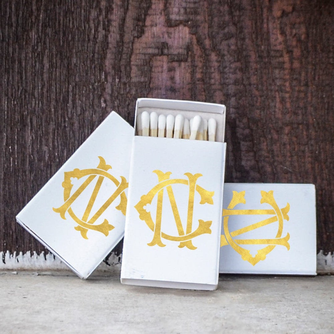 Vintage Monogram Wedding Matchboxes, Classic Personalized Wedding ...