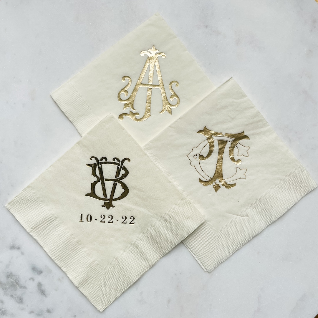 Custom Gold Foil Party Napkins, Custom Printed Napkins, Wedding ...