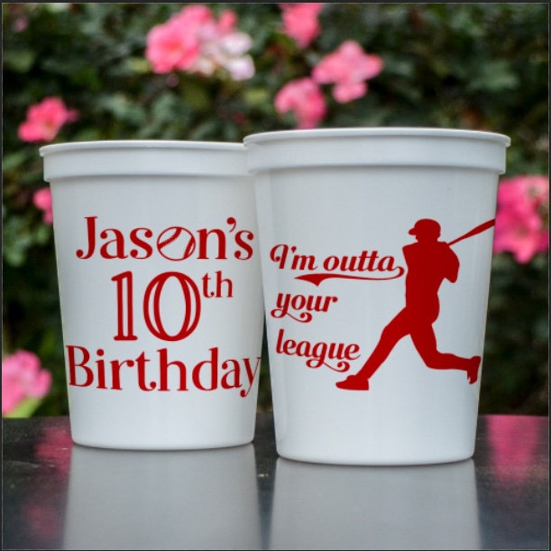 Custom 10th Birthday Baseball Stadium Cups, Baseball Birthday Cups ...