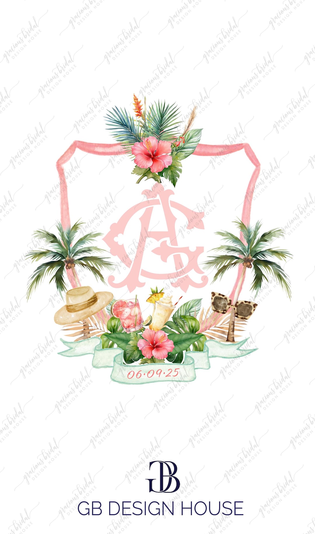 Semi-custom Full Color Wedding Crest, Personalized Full Color Wedding ...