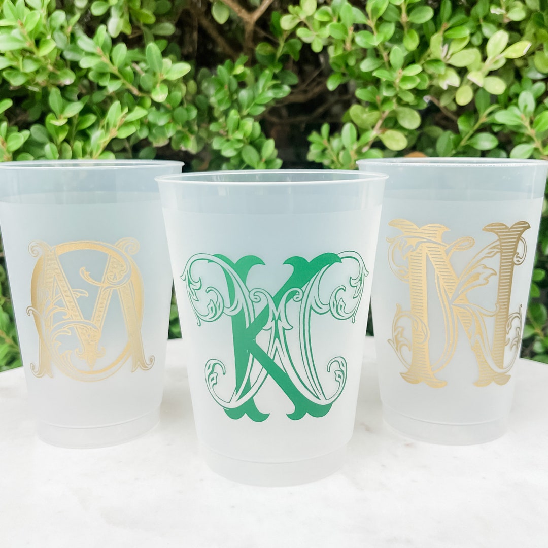 Interlocking Duogram Shatterproof Cups, Shatterproof Custom Monogram ...