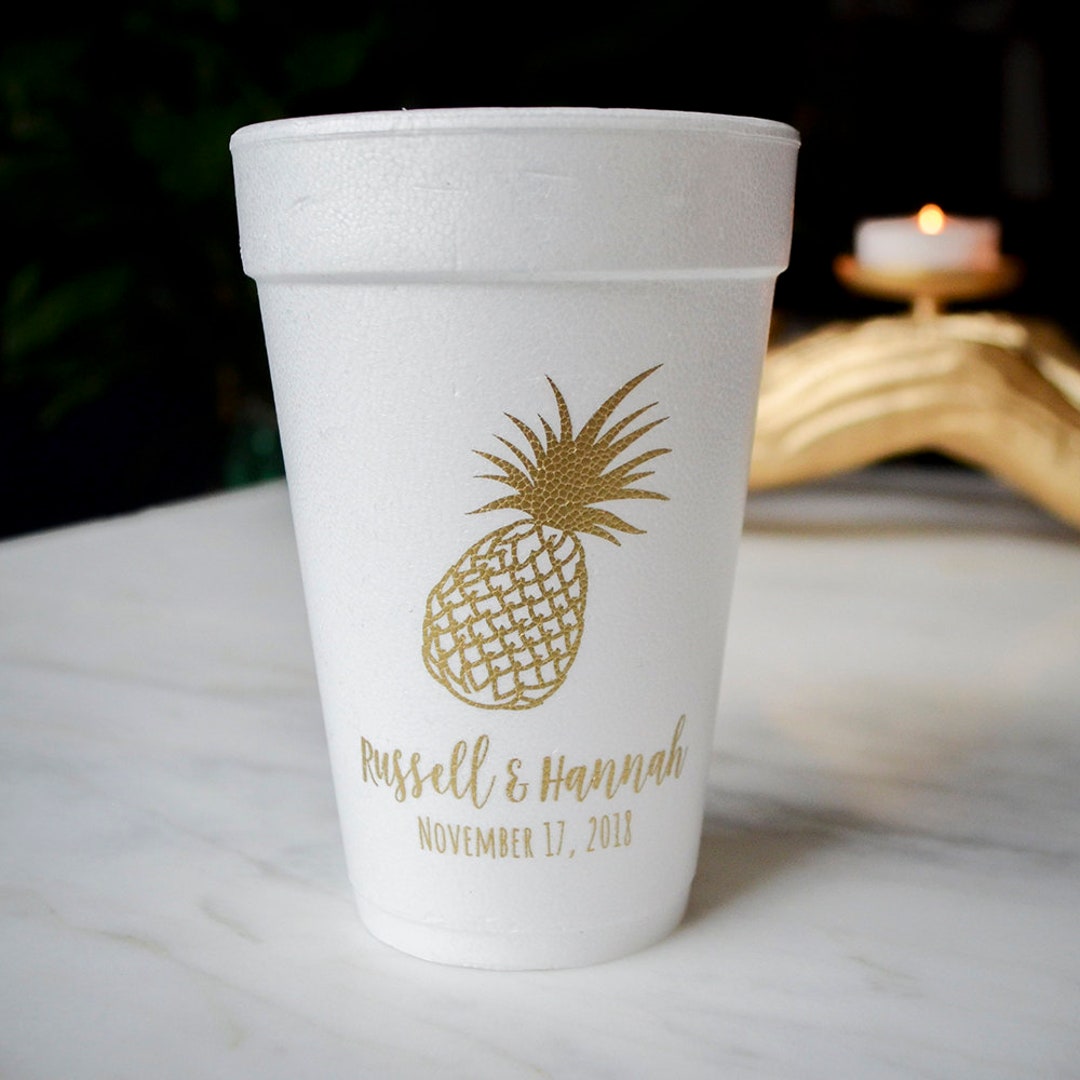 Personalized Pineapple Styrofoam Cups, Printed Cups for the Pool ...