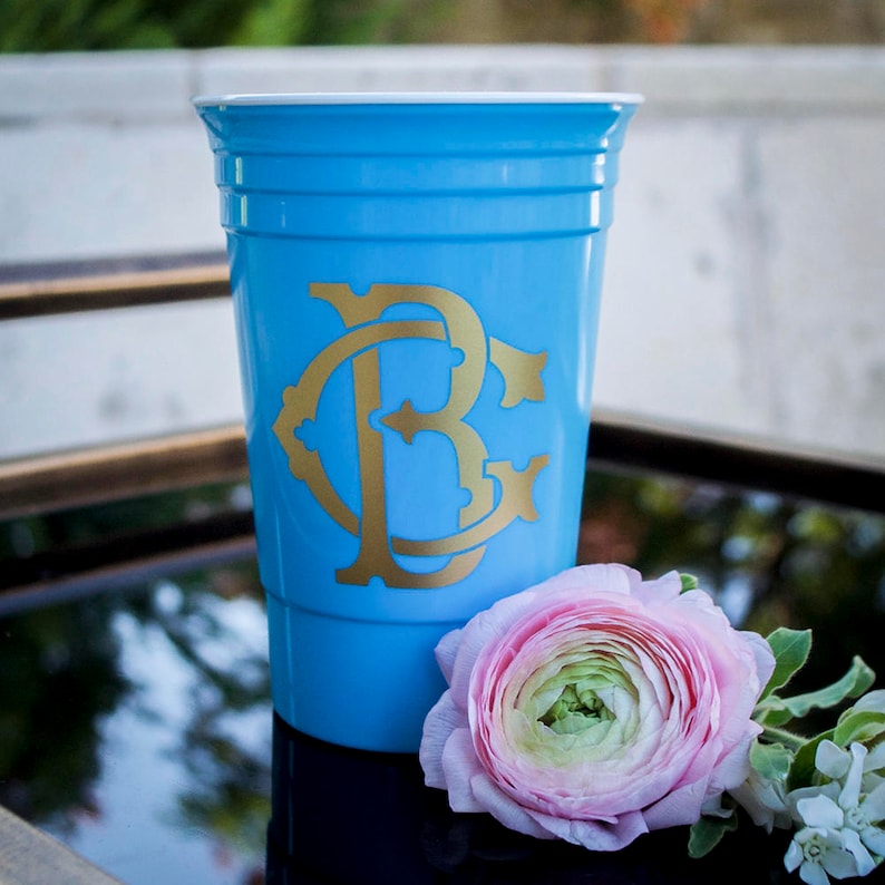 Monogrammed Double Walled Cup, Custom Reusable Plastic Tumbler, Custom ...