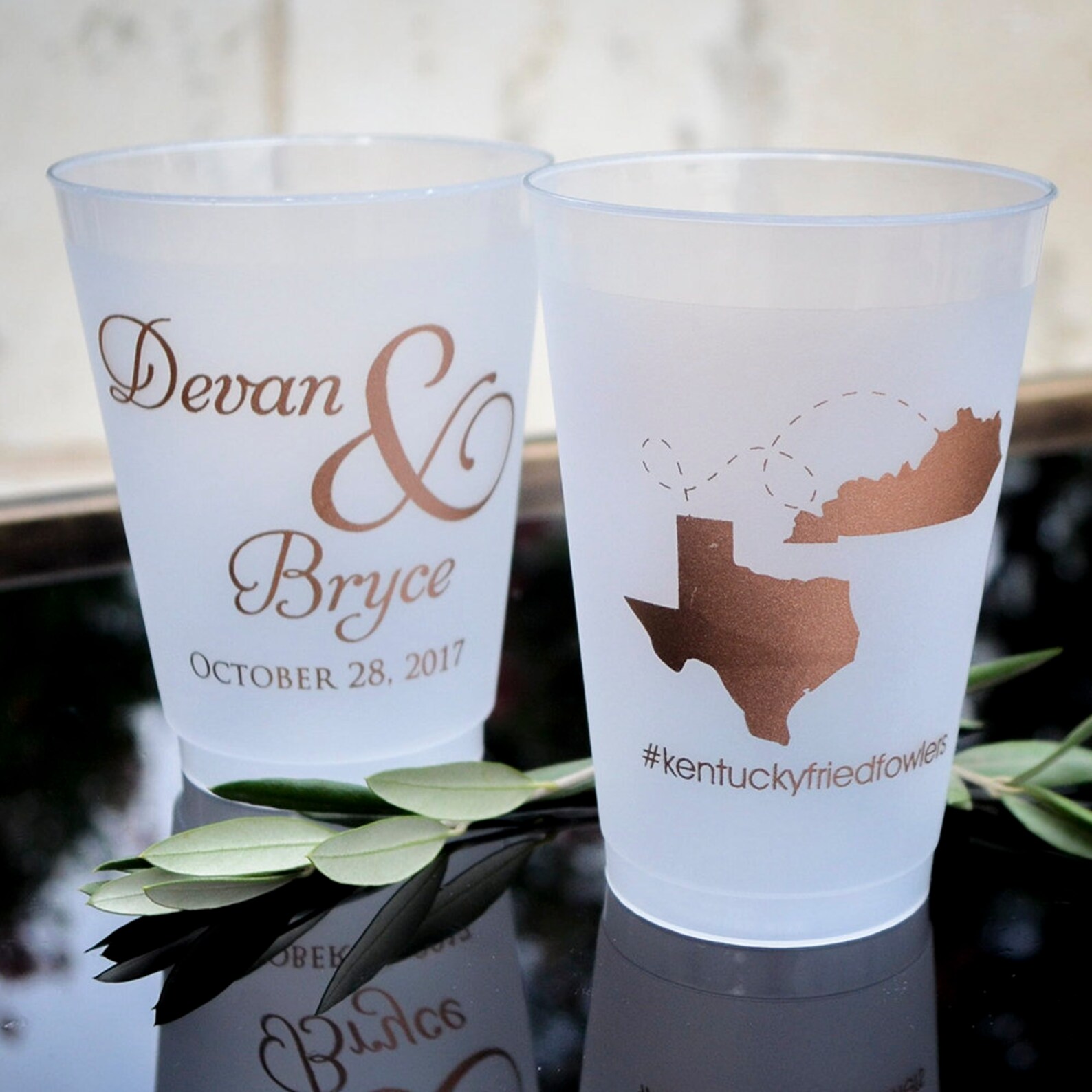 State to State Engagement Party Cups, Metallic Copper Party Cups ...