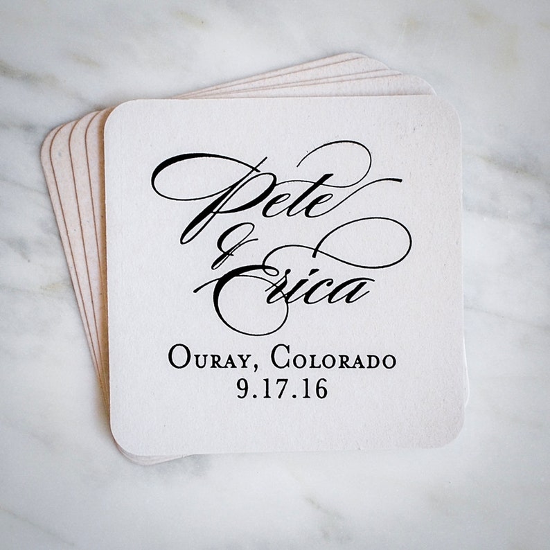Custom Printed Wedding Coasters Personalized Bar Coasters | Etsy