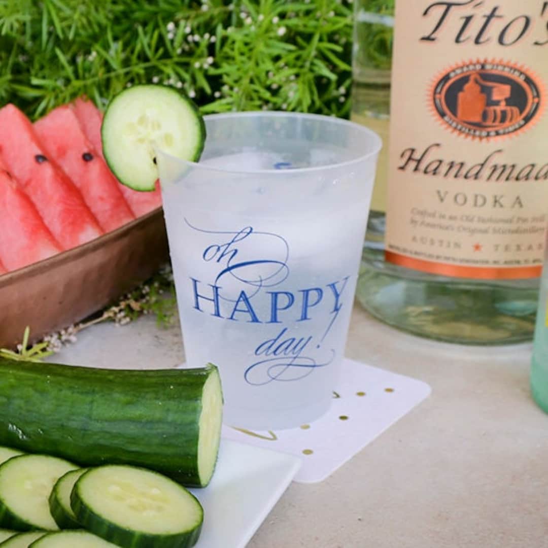 Modern Oh Happy Day Shatterproof Cups, Wedding Cups, Oh Happy Day Cups ...