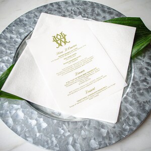 Custom Vellum Wedding Menus, Translucent Monogrammed Reception Menus ...