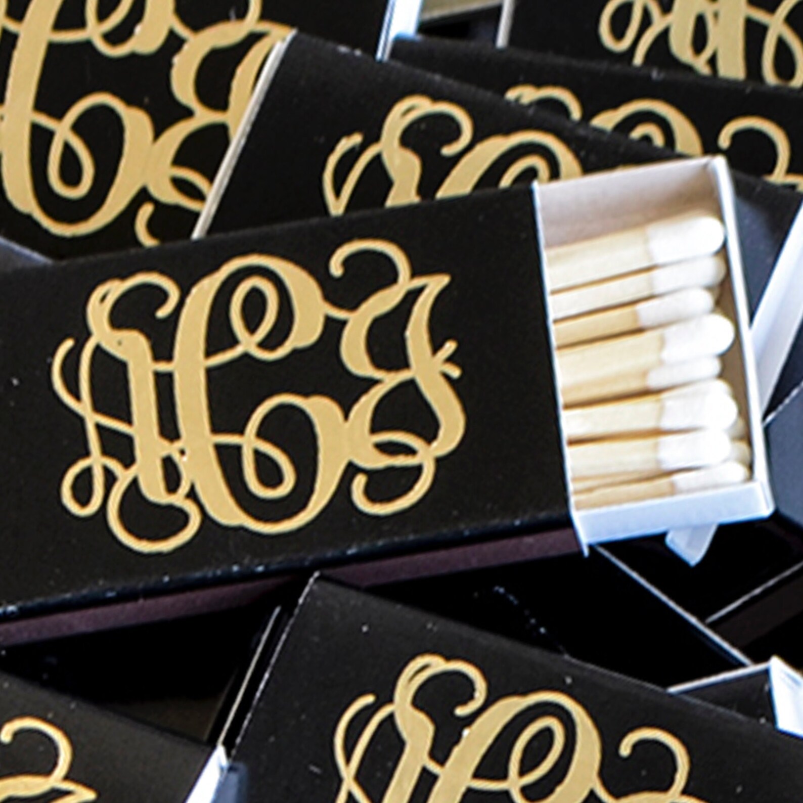 Monogram Wedding Matches Personalized Matchboxes Custom Gold - Etsy