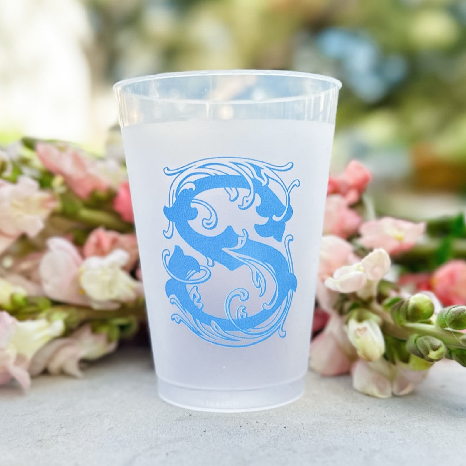 Colorful Vine Initial Shatterproof Cups, Vine Initial Frosted Flex Cups ...