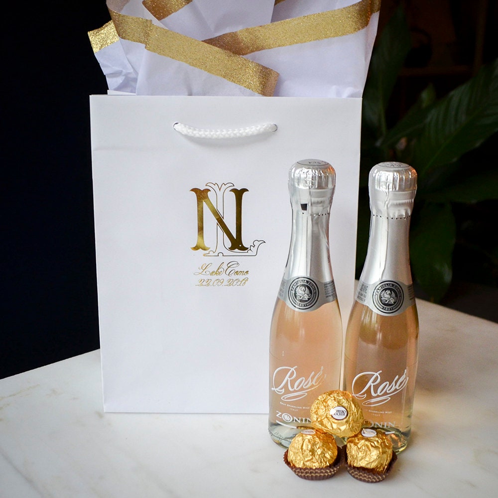 Art Deco Monogrammed Wedding Gift Bags Custom Wedding Welcome | Etsy