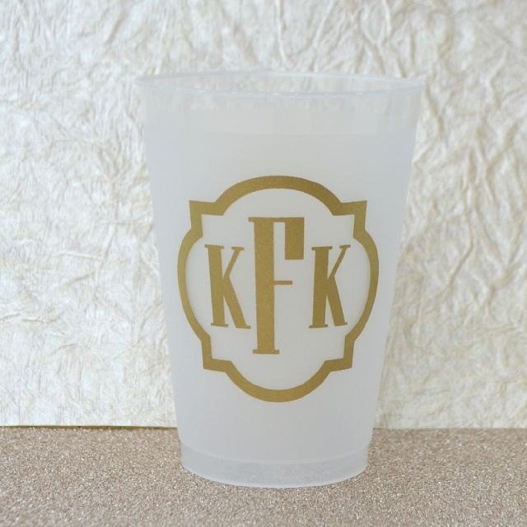 Monogrammed Birthday Party Frosted Cups, Custom Block Mono Shatterproof ...