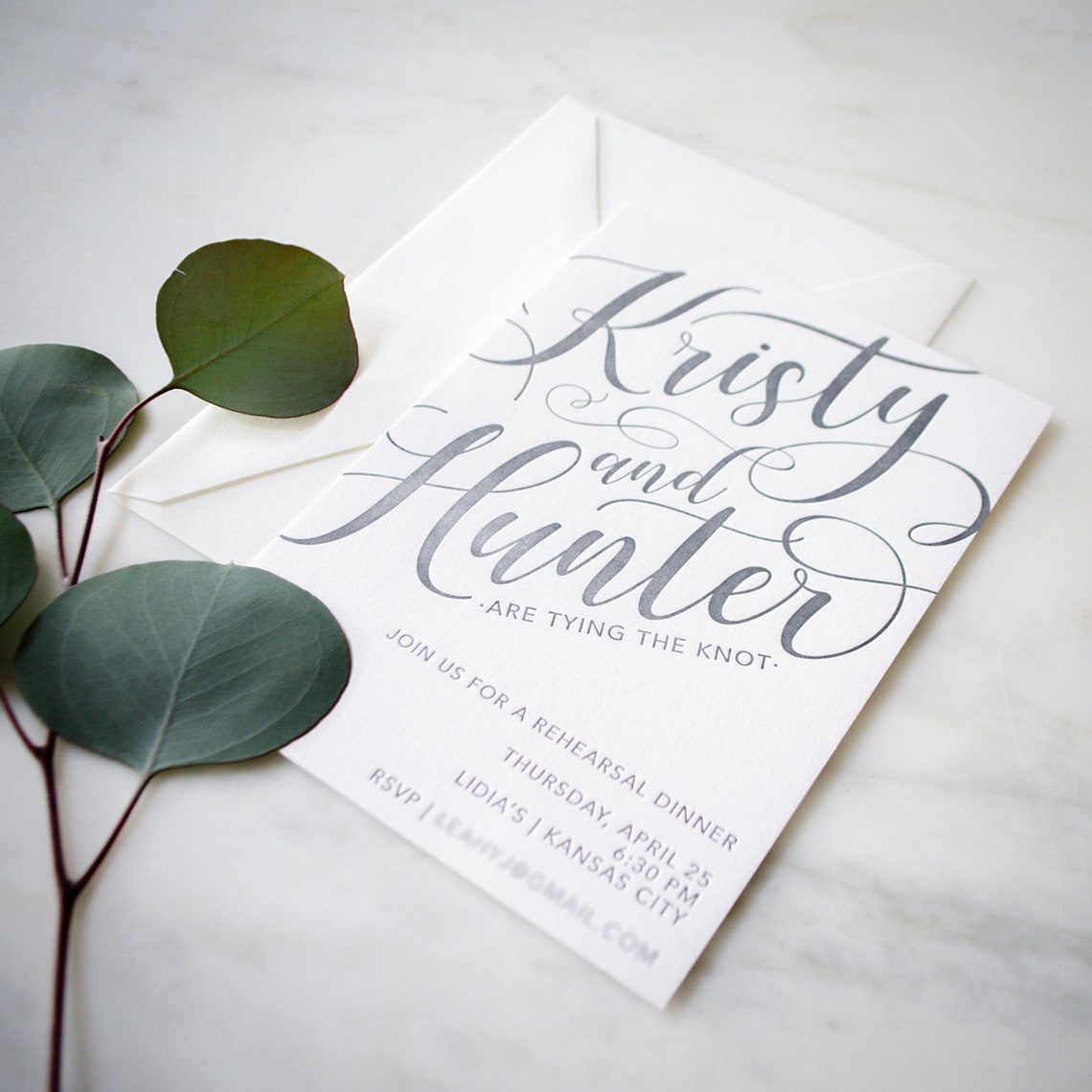 Large Script Letterpress Invitations Custom Rehearsal Dinner - Etsy