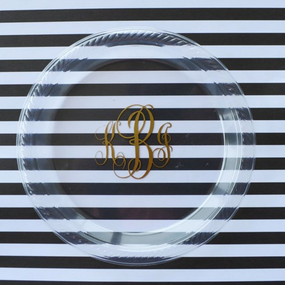 Personalized Monogram Plastic Plates, Custom Printed Party Plates ...