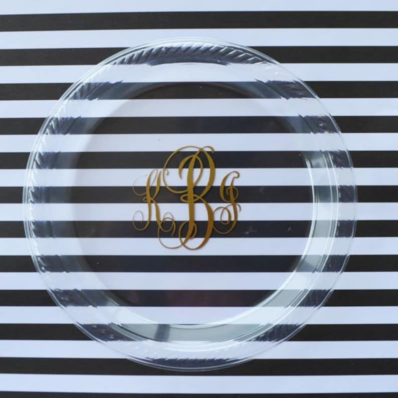 Personalized Monogram Plastic Plates Custom Printed Party - Etsy