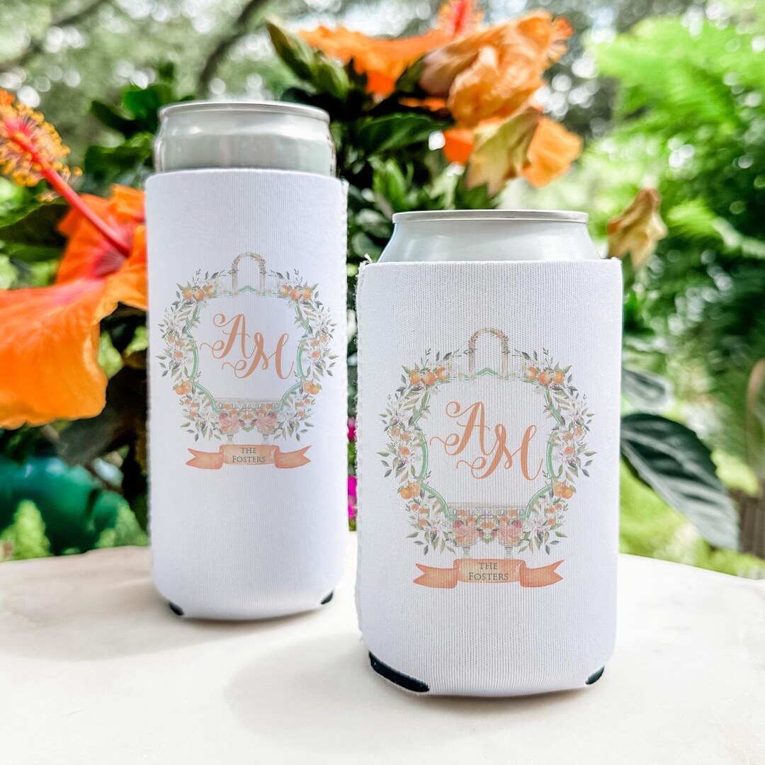 Full Color Floral Slim Can Coolers, Garden Wedding Favors, Custom ...