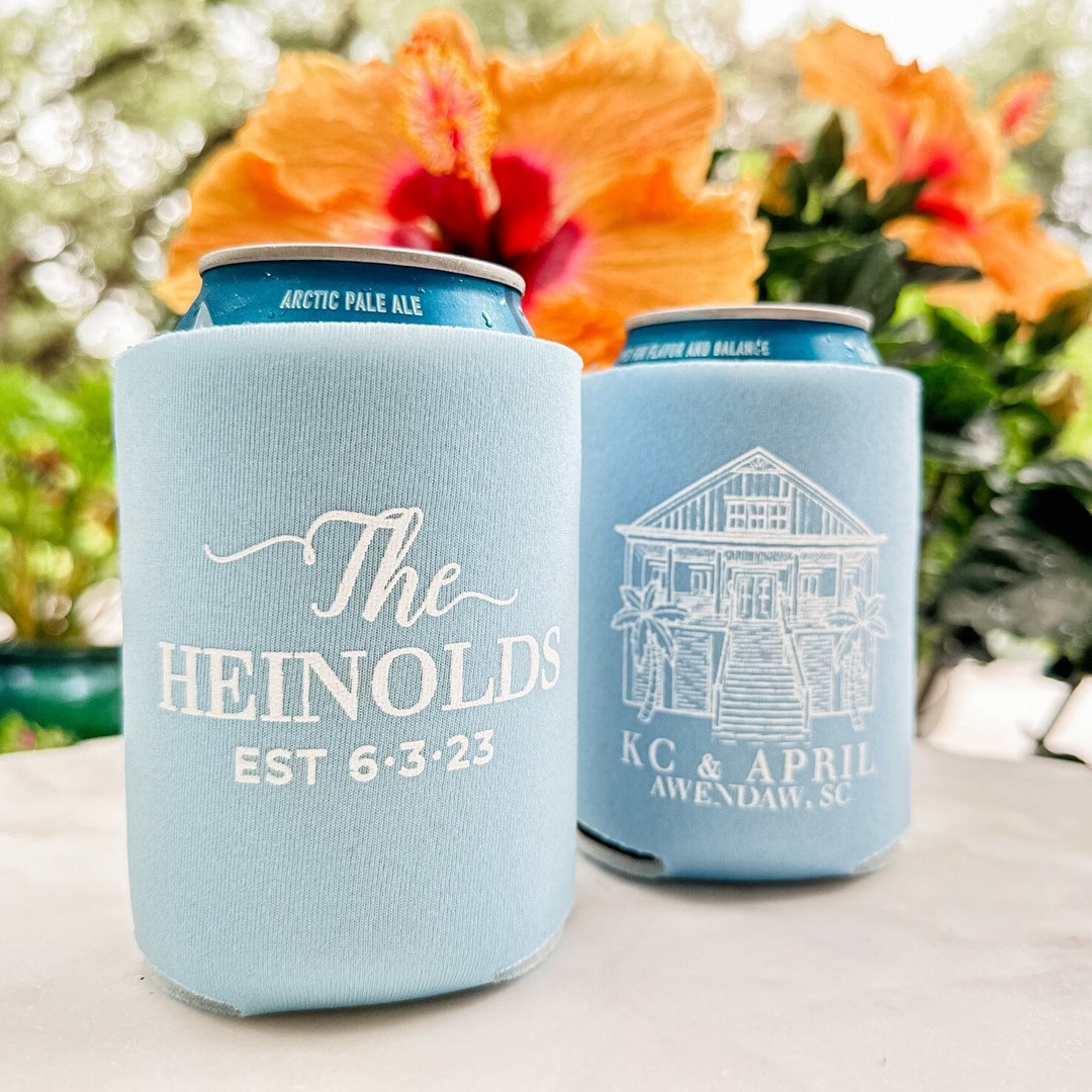 Custom Venue Can Coolers, Custom Can Coolies, Personalized Wedding ...