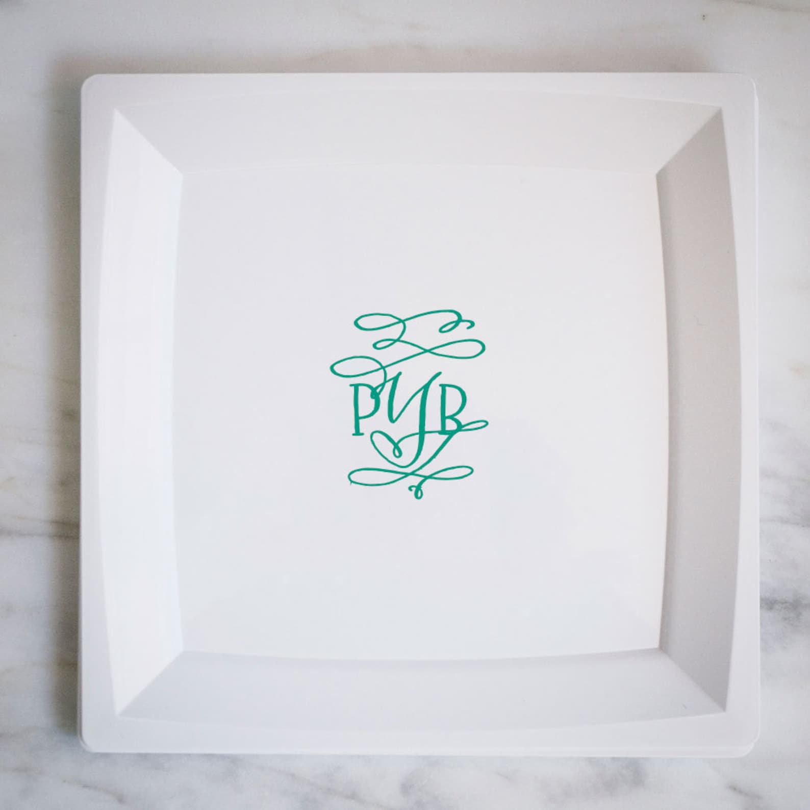 Personalized Monogram Square Plastic Plates, Custom Printed Plates ...
