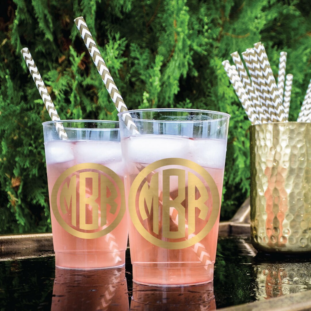 Custom Plastic Party Cups, Personalized Wedding Cups, Monogram Cups ...