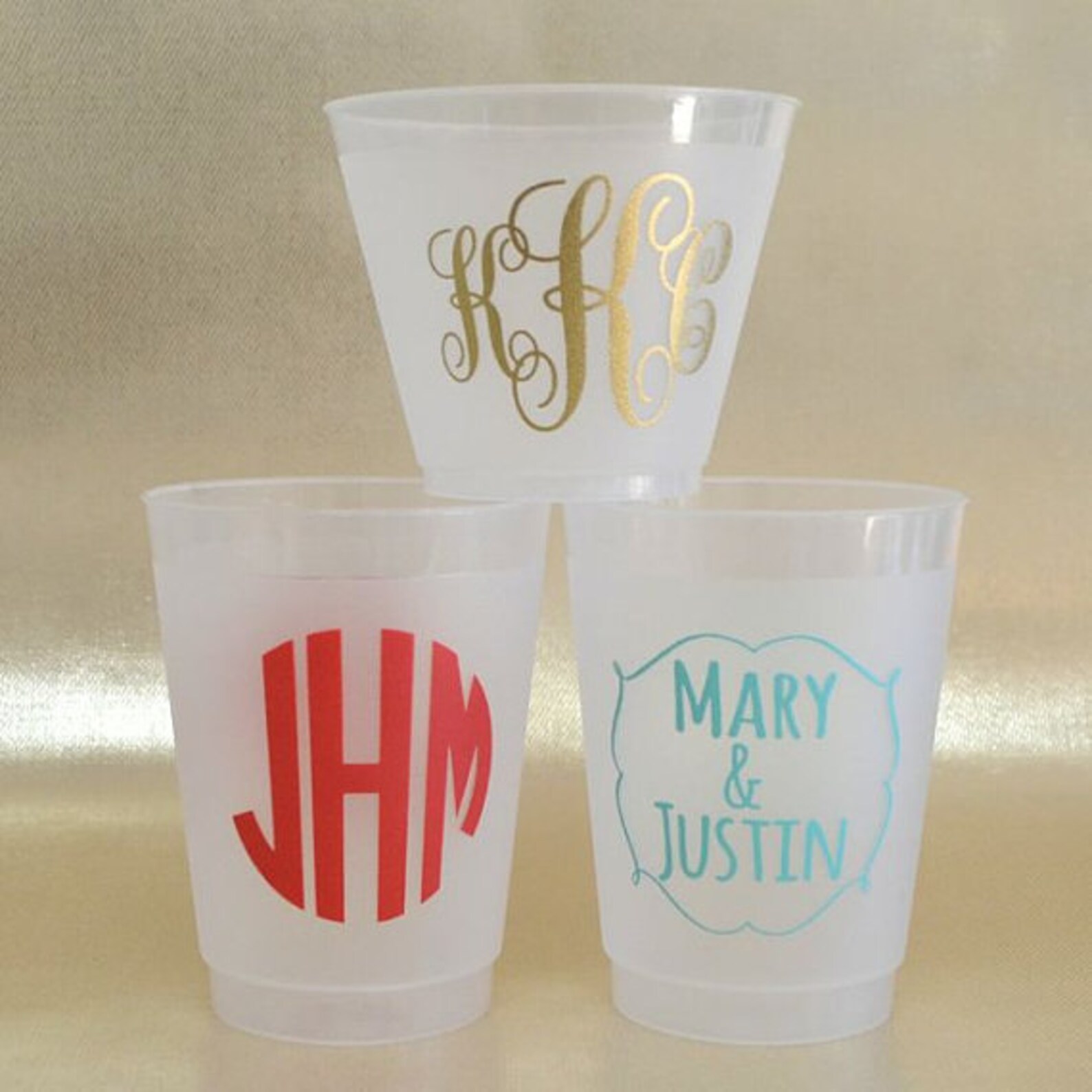 Monogram Shatterproof Cups Frosted Initialed Wine Cocktail | Etsy