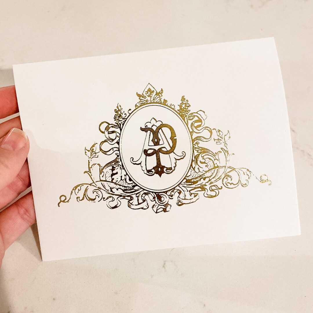Custom Foil Printed Stationary Cards, Monogrammed Thank You Cards ...