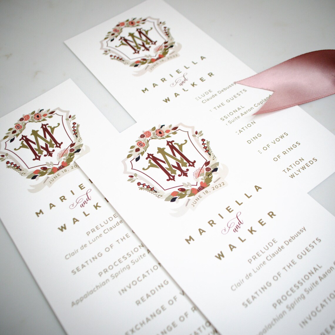 Personalized Full Color Wedding Programs, Custom Printed Wedding Crest ...