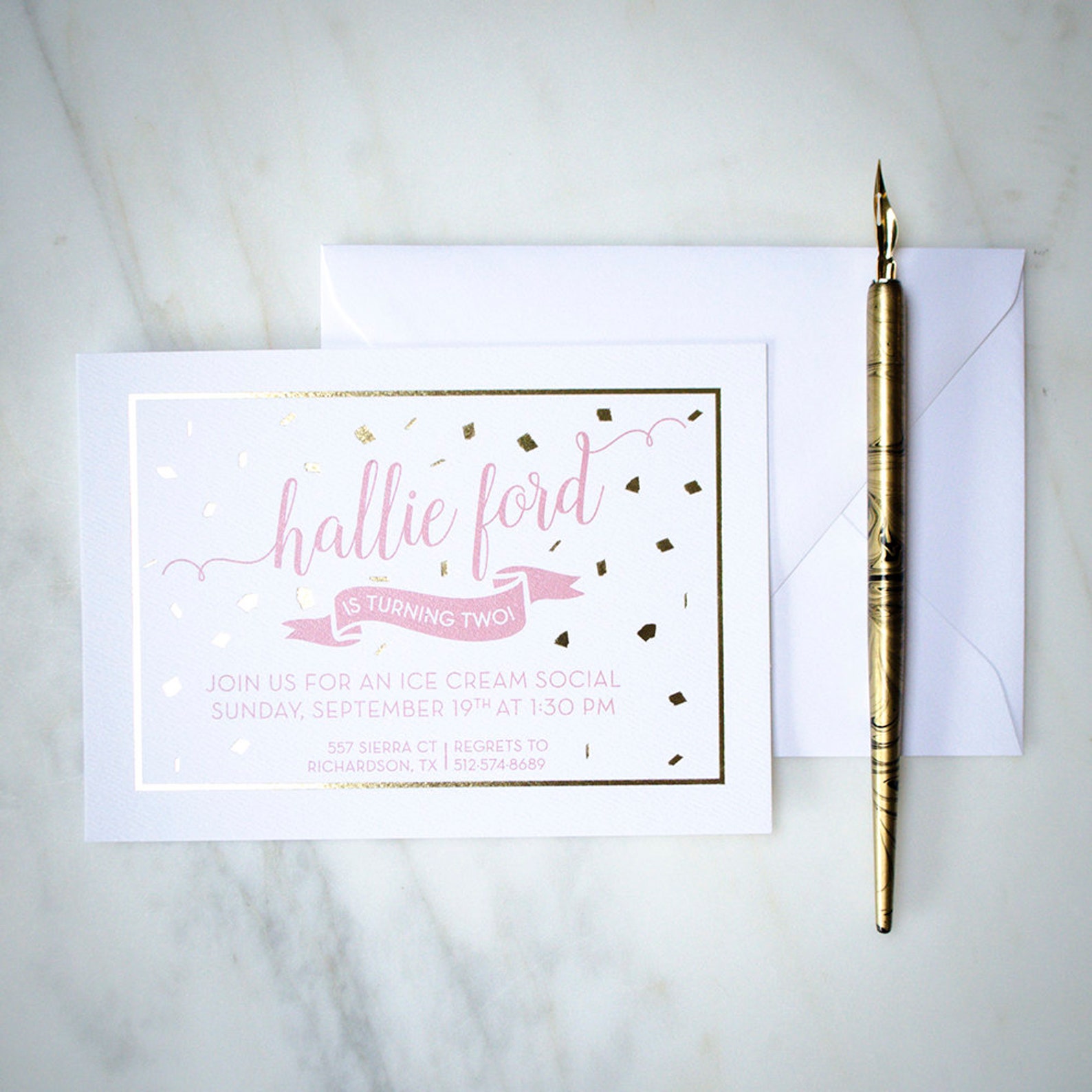 Custom Gold Foil Invitations Ice Cream Social Kid's - Etsy