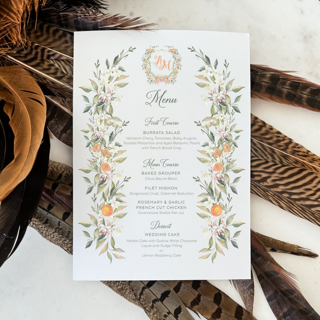 Personalized Digital Full Color Printed Menu, Custom Full Color Dinner ...