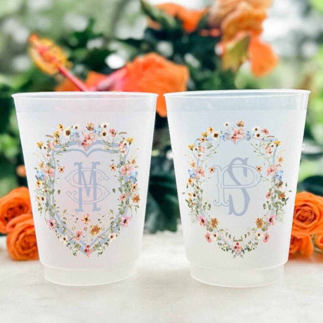 Custom Wispy Floral Crest Shatterproof Cups, Custom Full Color Cups ...